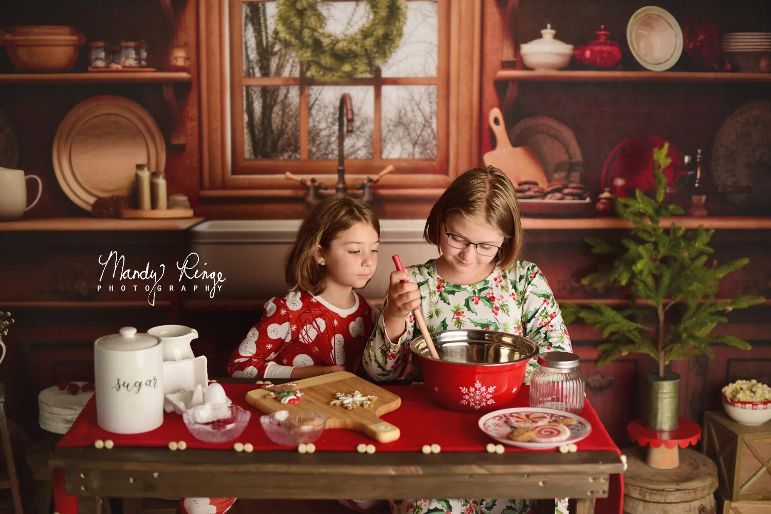 Kate Cozy Christmas Kitchen Backdrop Designed by Mandy Ringe Photograp