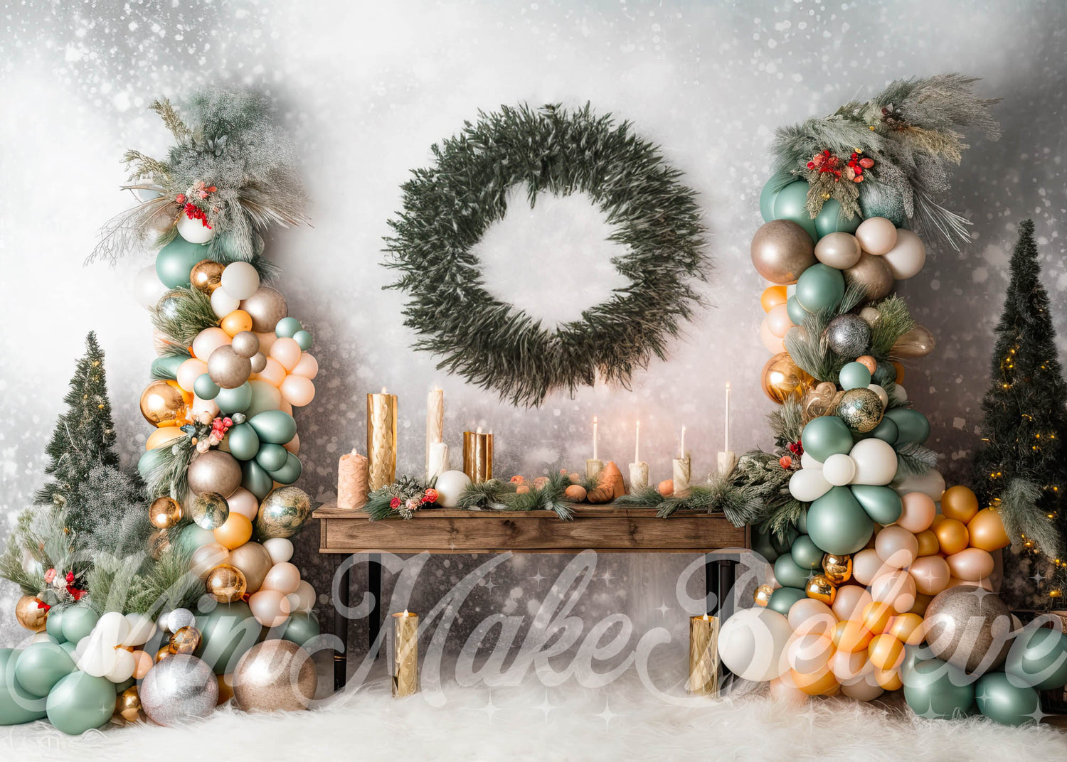 Elegant Winter Holiday Balloon Garland Backdrop
