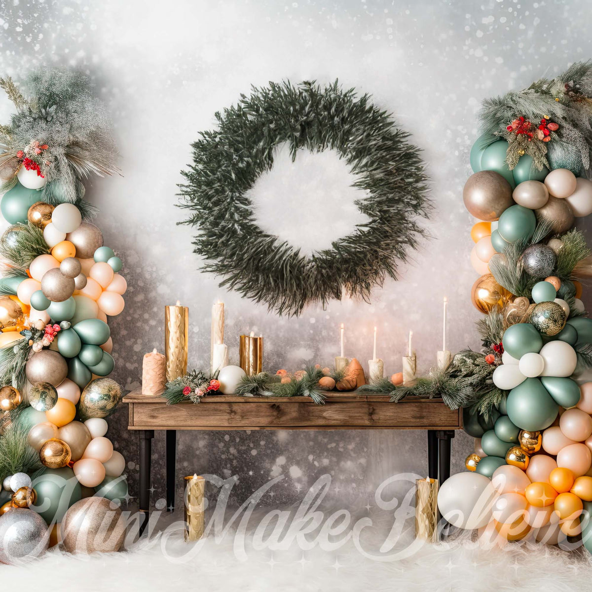 Elegant Winter Holiday Balloon Garland Backdrop