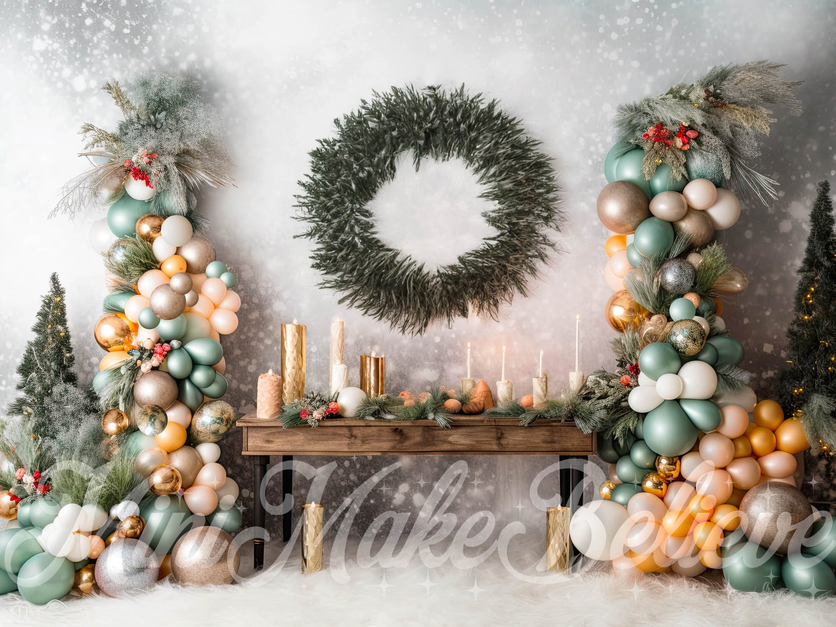 Elegant Winter Holiday Balloon Garland Backdrop