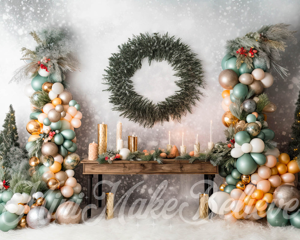 Elegant Winter Holiday Balloon Garland Backdrop