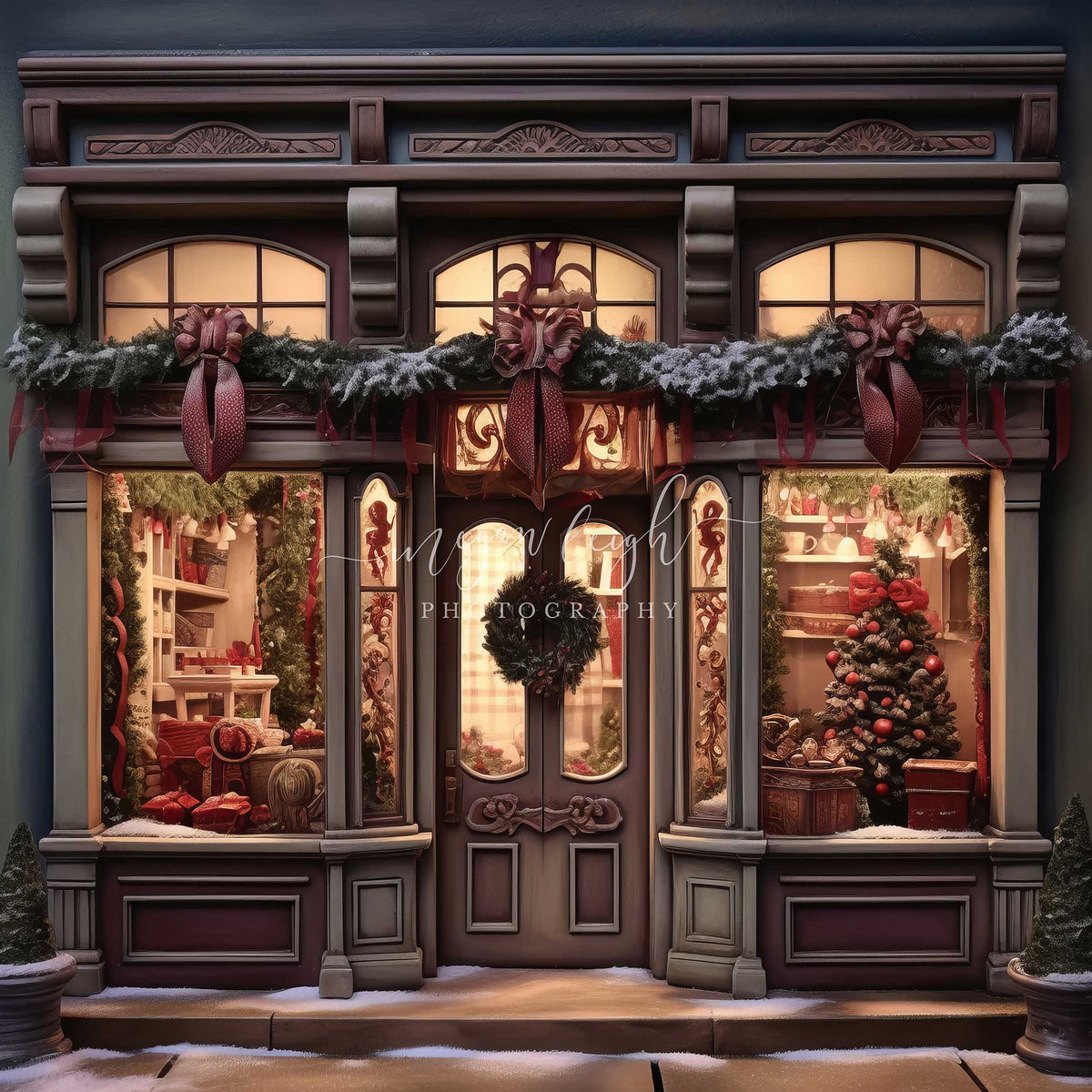 Cozy Festive Holiday Storefront Backdrop