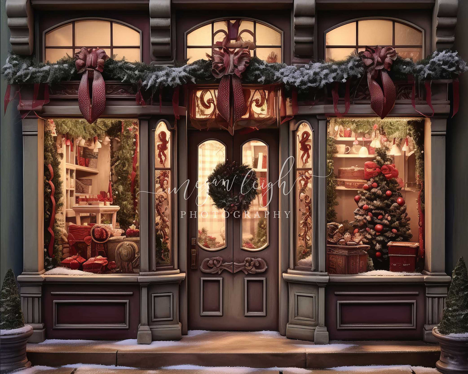 Cozy Festive Holiday Storefront Backdrop