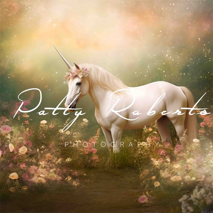 Magical Enchanted Unicorn Floral Backdrop