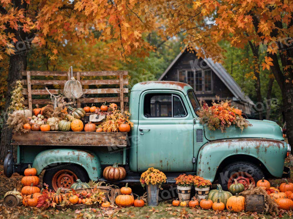 Vintage Rustic Fall Harvest Truck Backdrop