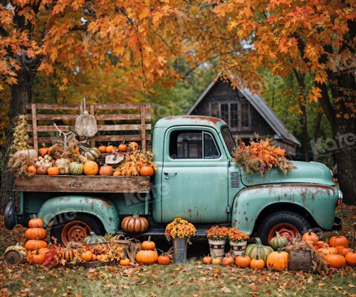 Vintage Rustic Fall Harvest Truck Backdrop