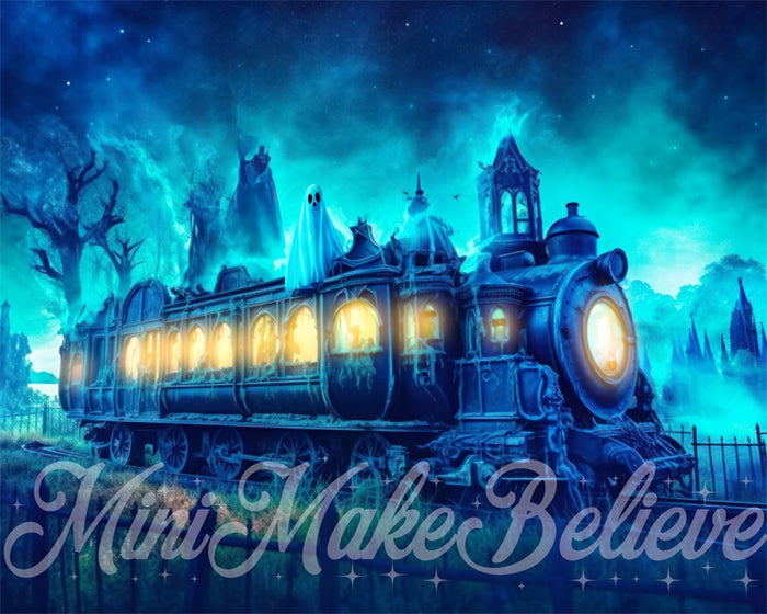 Haunted Midnight Ghost Train Backdrop