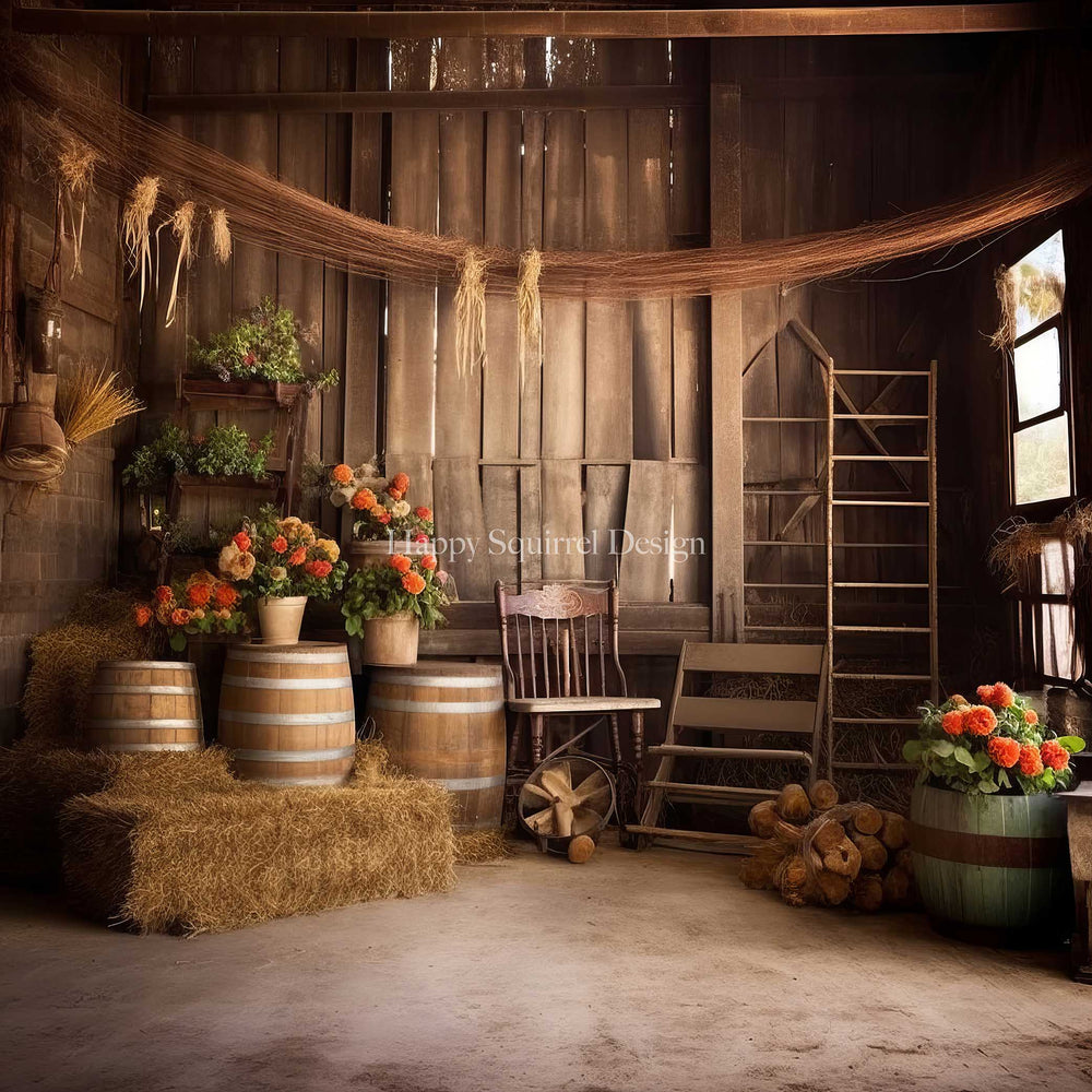 Rustic Barnwood Floral Vintage Backdrop