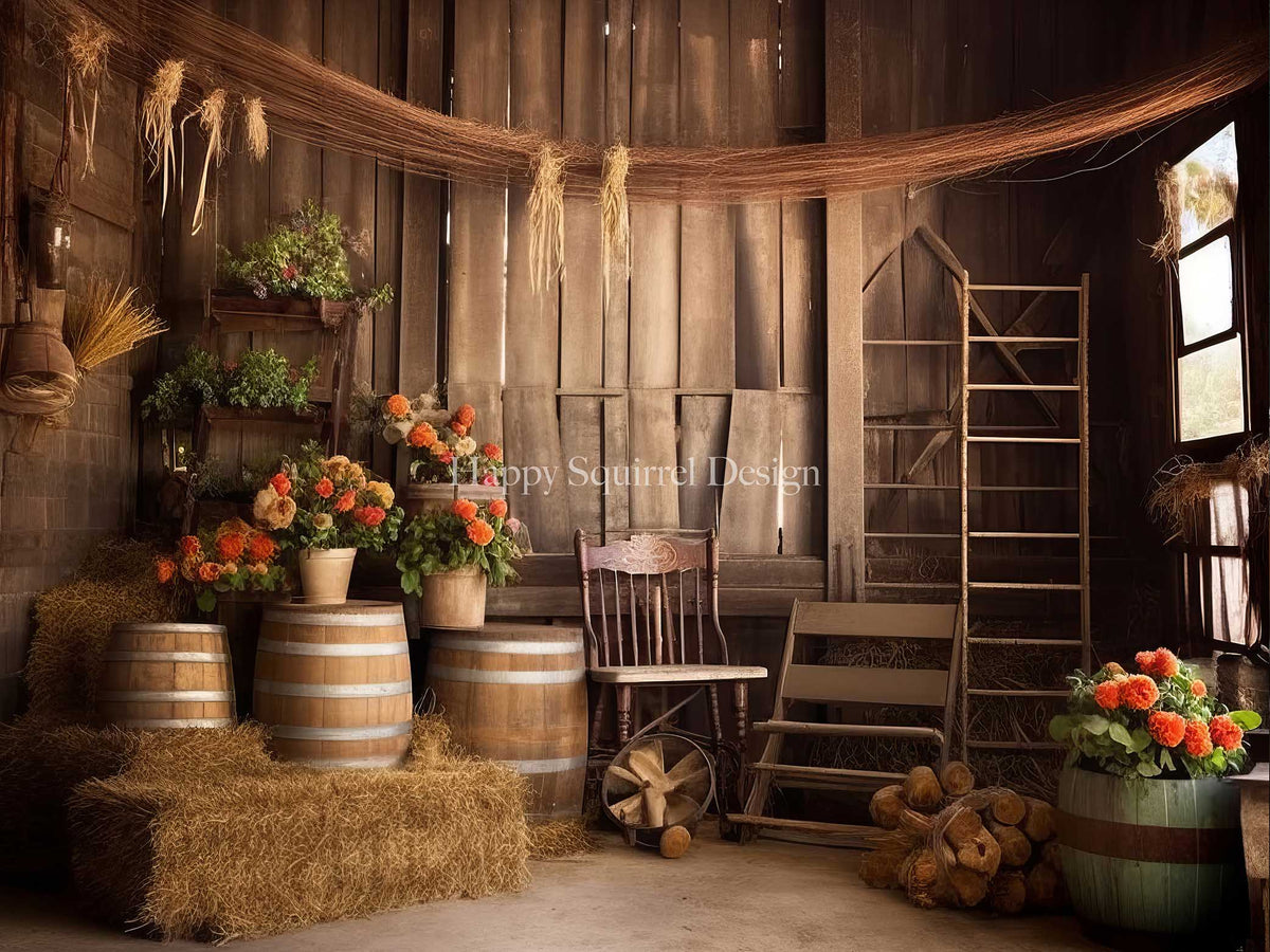 Rustic Barnwood Floral Vintage Backdrop
