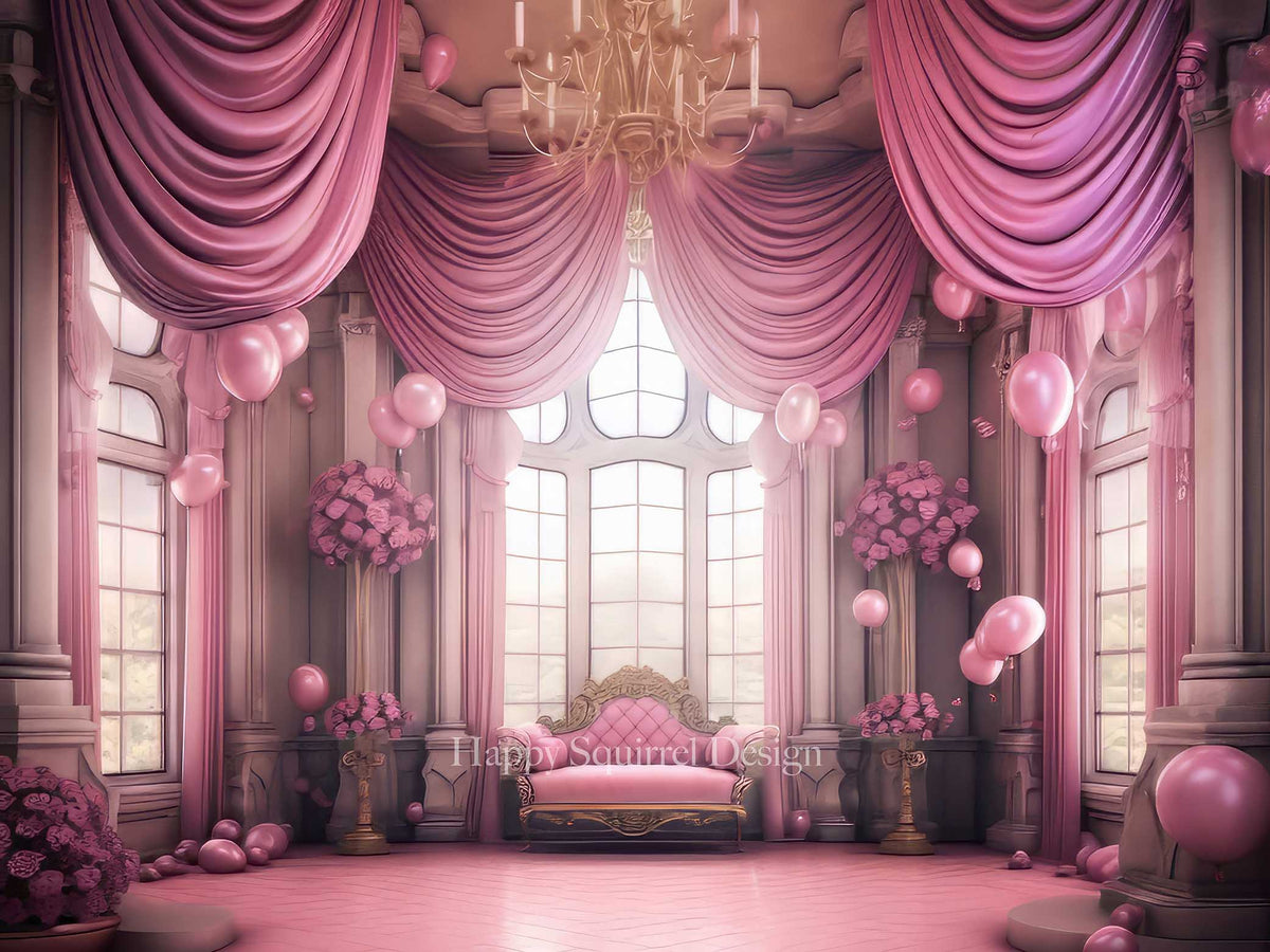 Elegant Pink Vintage Ballroom Backdrop