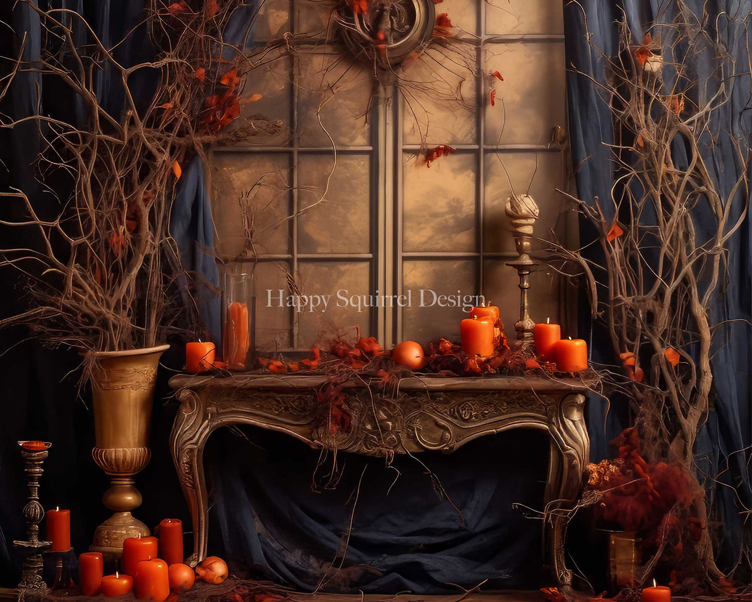 Rustic Autumn Candlelit Vintage Backdrop