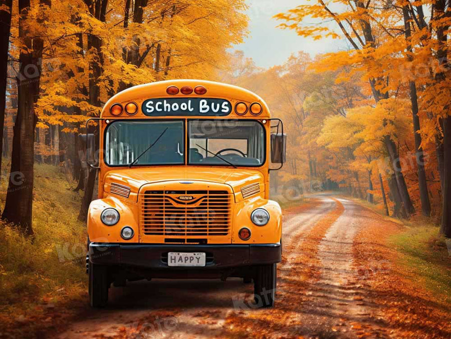 Autumn Vintage School Bus Backdrop