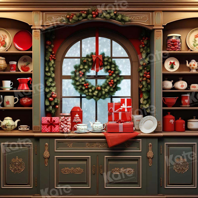 Cozy Festive Vintage Kitchen Backdrop