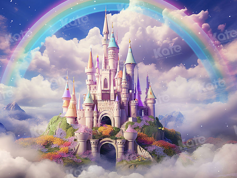 Kate Fantasy Magic Castle Rainbow Cloud Purple Backdrop Designed by Em