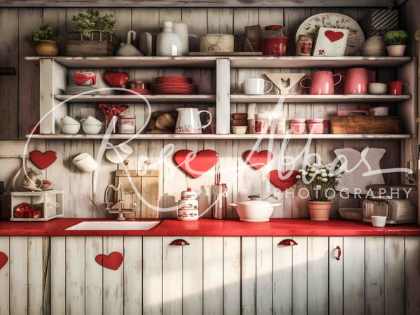 Rustic Heart Decor Vintage Kitchen Backdrop