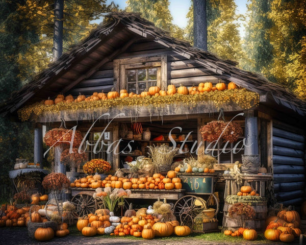 Kate Autumn Pumpkin Harvest Old Store Backdrop Designed by Abbas Studi