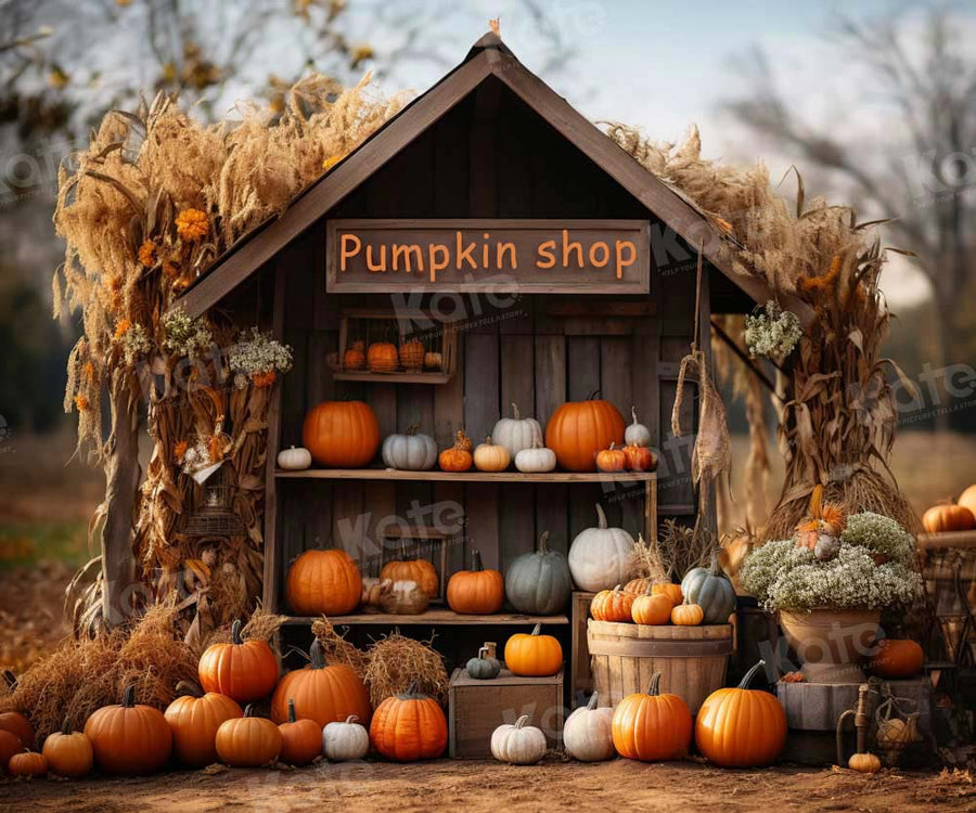 Rustic Autumn Pumpkin Market Backdrop