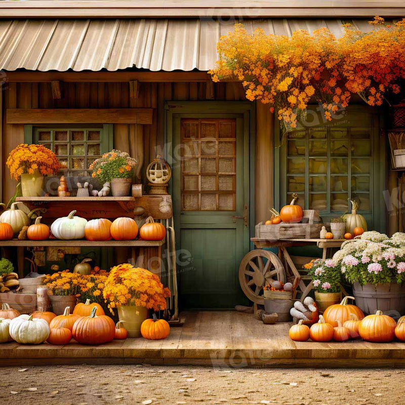 Cozy Autumn Harvest Rustic Pumpkin Backdrop