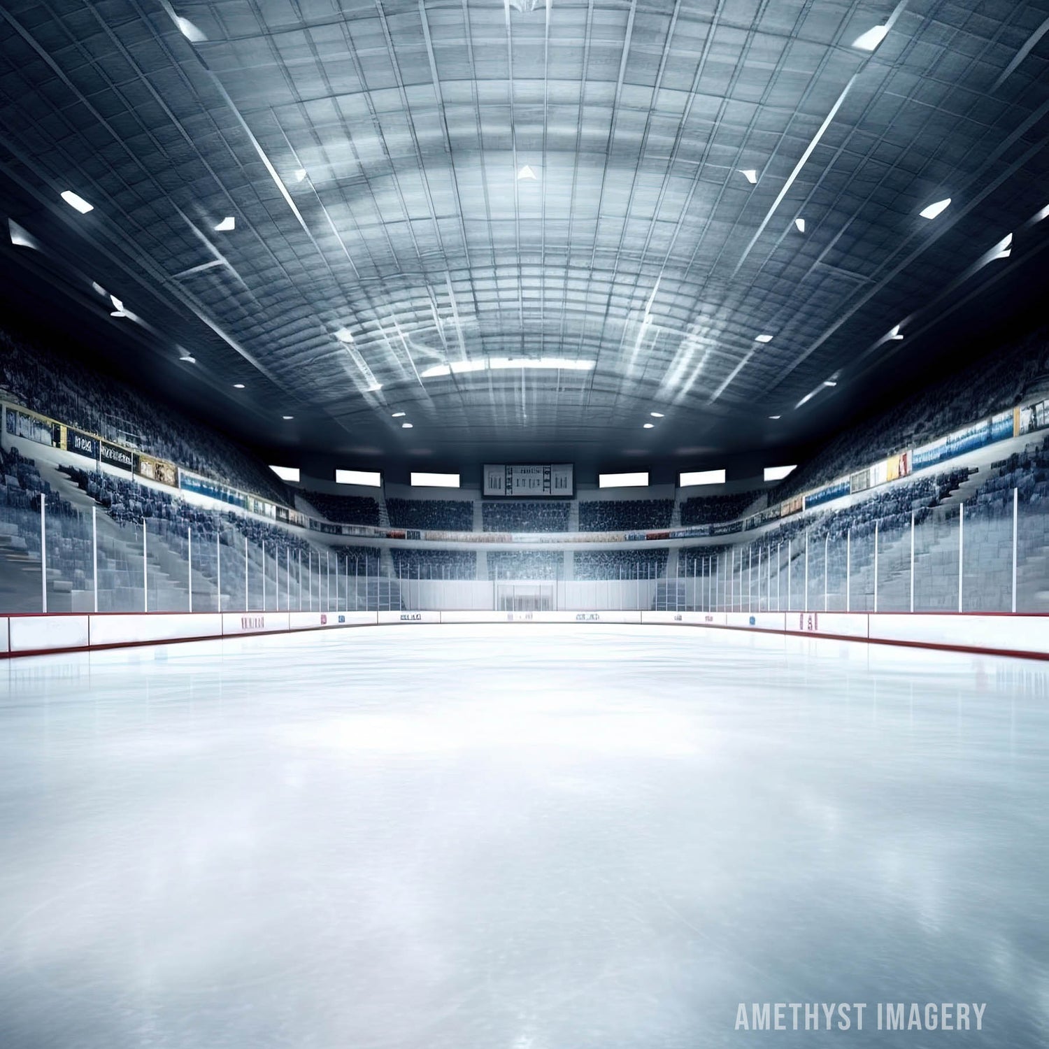Spacious Indoor Ice Hockey Rink Backdrop