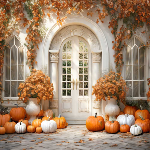 Elegant Autumn Harvest Pumpkin Doorway