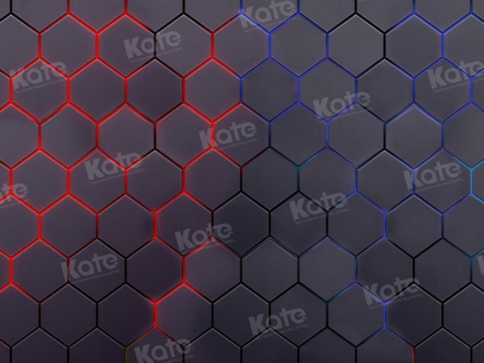 Futuristic Neon Hexagonal Grid Backdrop