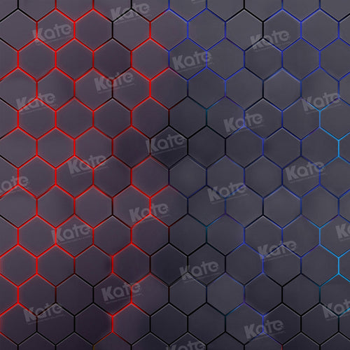 Futuristic Neon Hexagonal Grid Backdrop