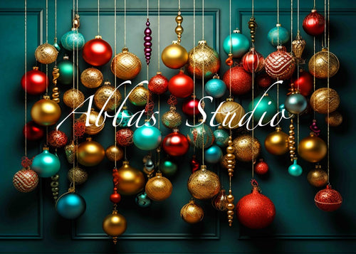 Festive Hanging Ornaments Holiday Backdrop