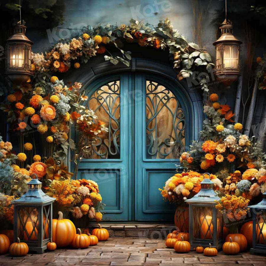 Rustic Autumn Glow Floral Doorway Backdrop