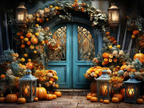 Rustic Autumn Glow Floral Doorway Backdrop