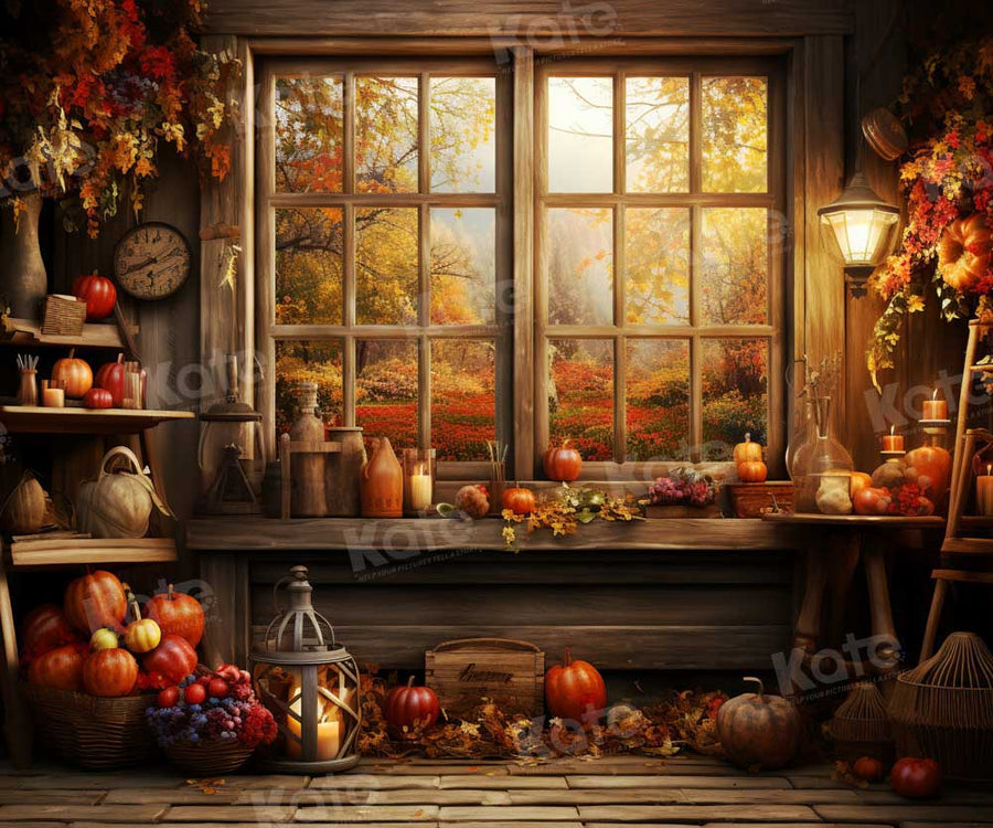 Rustic Autumn Harvest Window Backdrop
