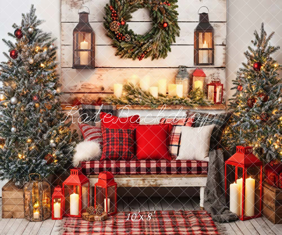 Cozy Festive Christmas Living Room Backdrop