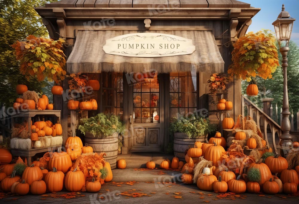 Rustic Autumn Pumpkin Market Backdrop