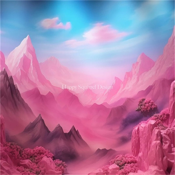 Dreamy Pink Mountain Sky Backdrop