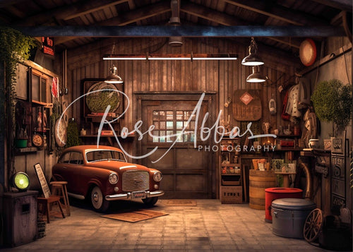 Kate Vintage Car Garage Backdrop Designed By Rose Abbas