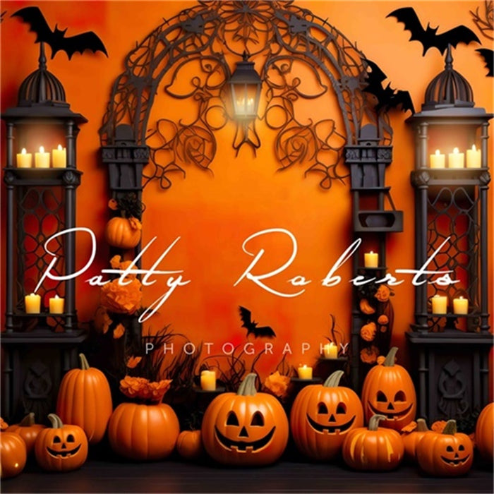 Kate Orange Hallloween Pumpkins and Bats Backdrop Designed by Patty Ro