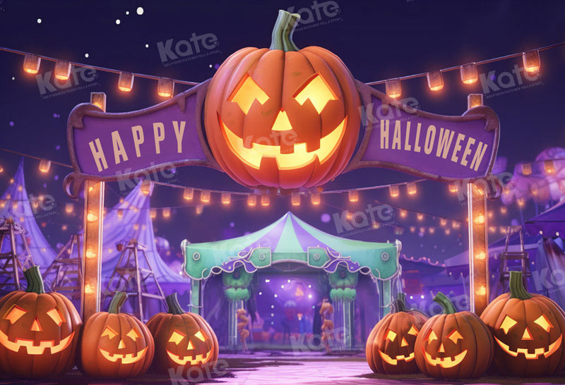 Festive Halloween Pumpkin Festival Backdrop