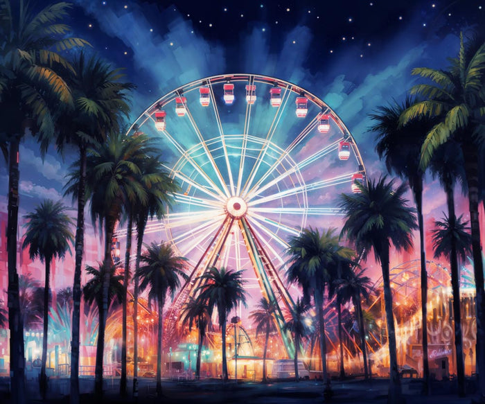 Sunset Carnival Nights Ferris Wheel Backdrop