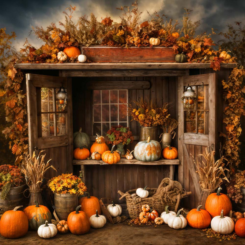 Autumn Harvest Cozy Pumpkin Backdrop