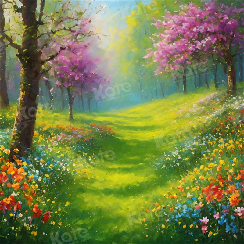 Spring Meadow Blossoms Scenic Backdrop