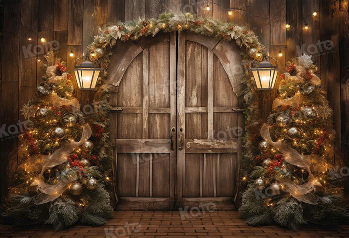 Rustic Holiday Wooden Door Backdrop