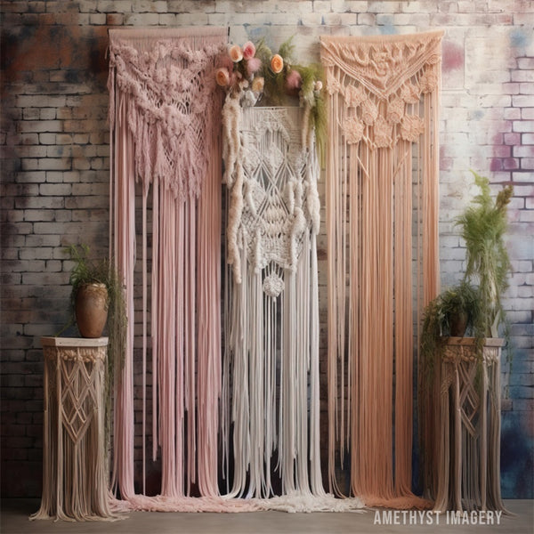 Elegant Boho Macrame Dreamcatcher Backdrop