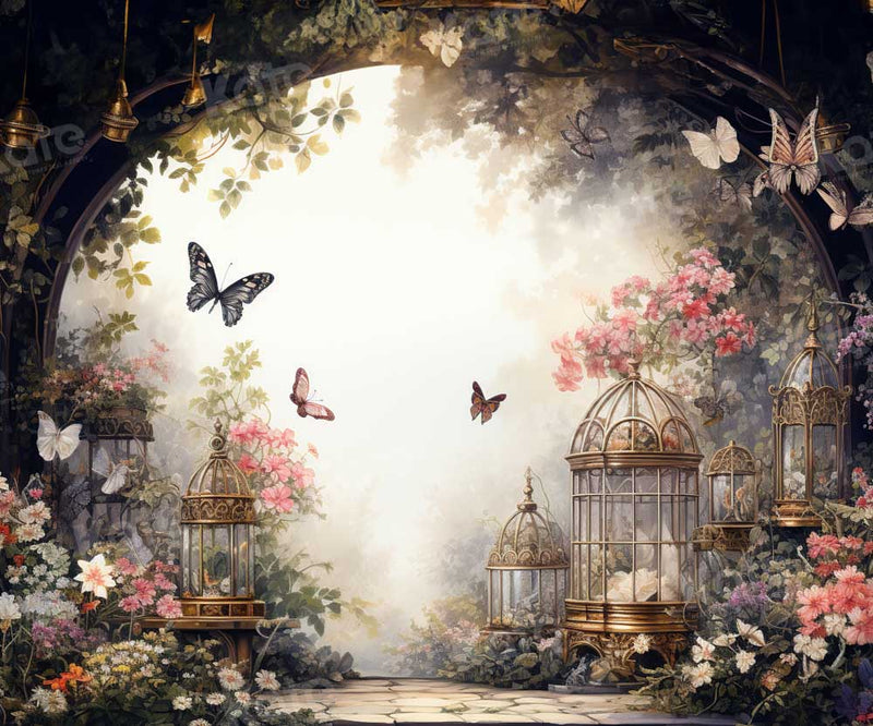 Kate Spring Butterfly Flower Garden Backdrop Designed by Chain Photogr