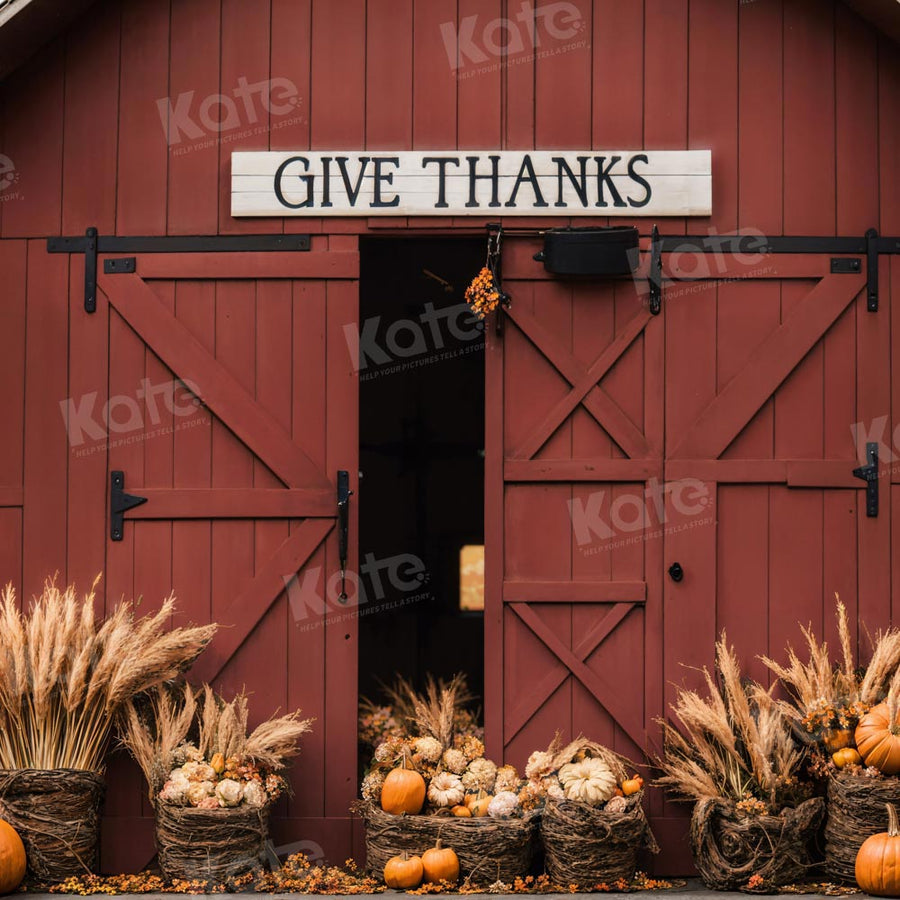 Kate Autumn Fall Thanksgiving Day Red Barn Backdrop for Photography