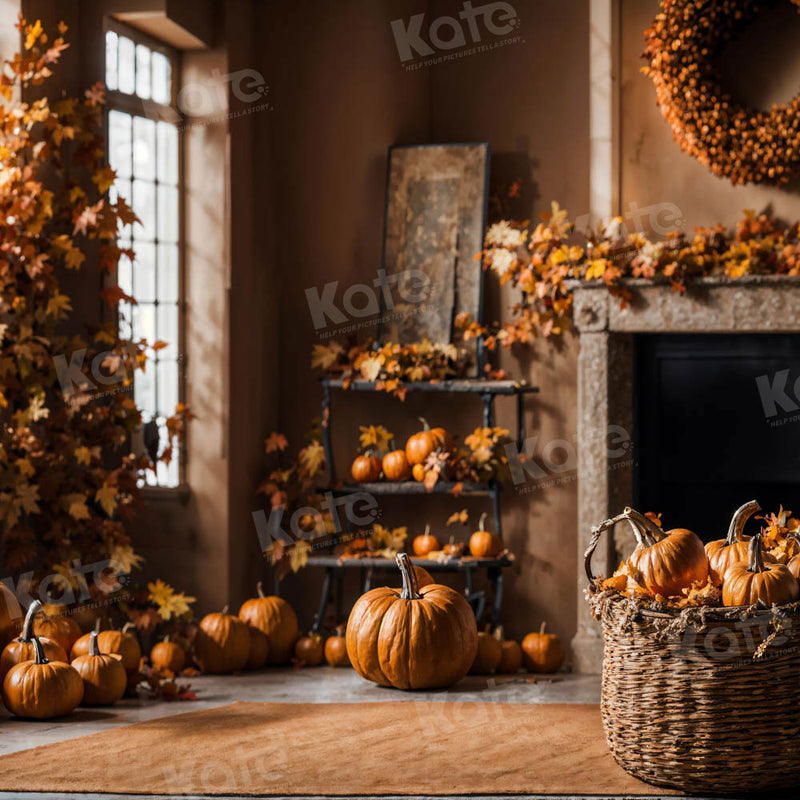 Cozy Autumn Harvest Pumpkin Backdrop