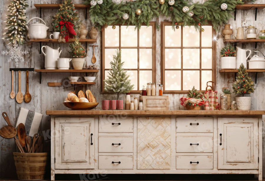 Cozy Rustic Holiday Kitchen Backdrop