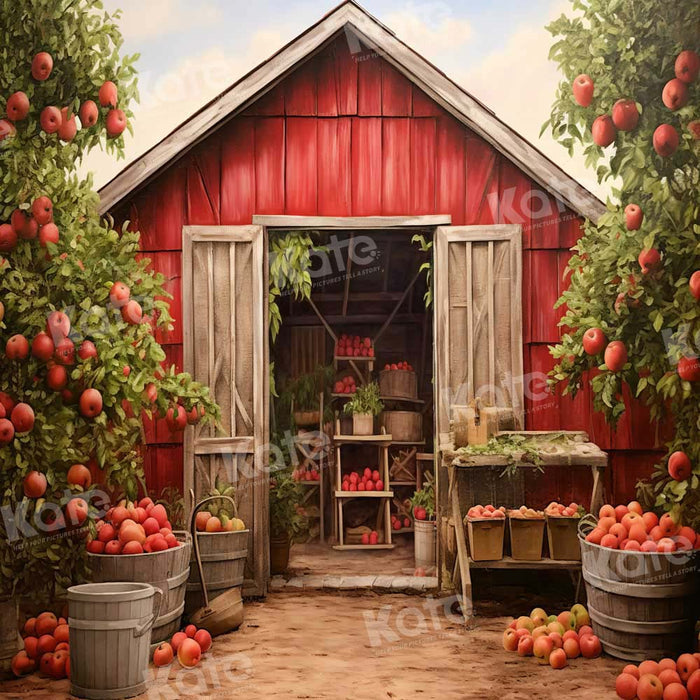 Kate Autumn/Fall Red Barrn Apple Tree Backdrop Designed by Emetselch