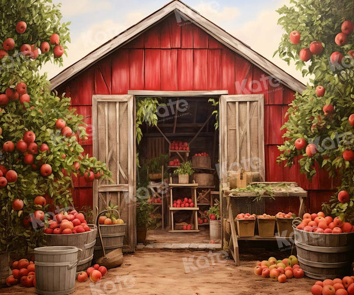 Kate Autumn/Fall Red Barrn Apple Tree Backdrop Designed by Emetselch