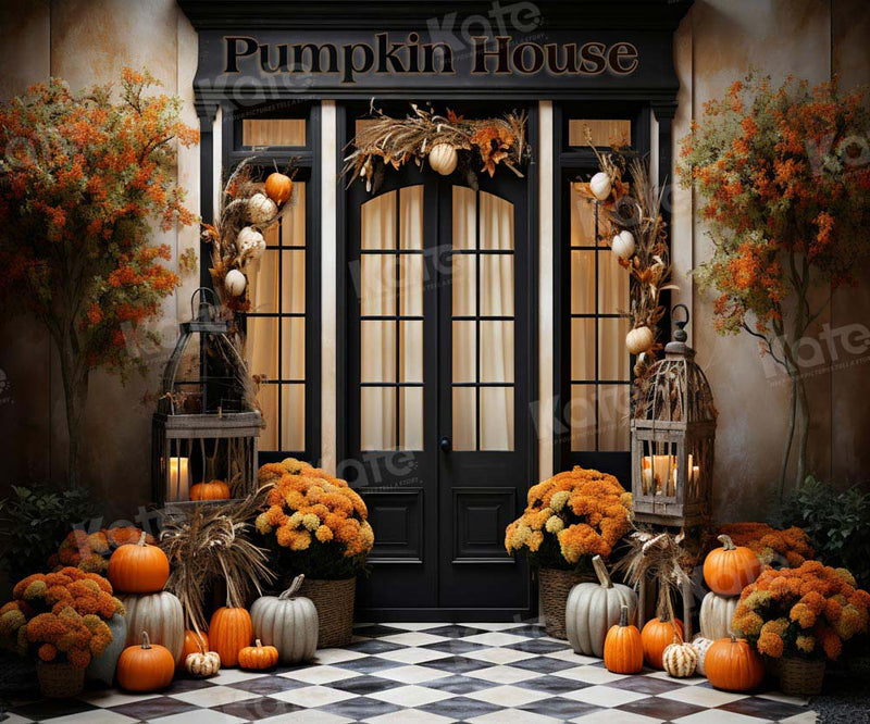 Autumn Pumpkin House Entrance Backdrop