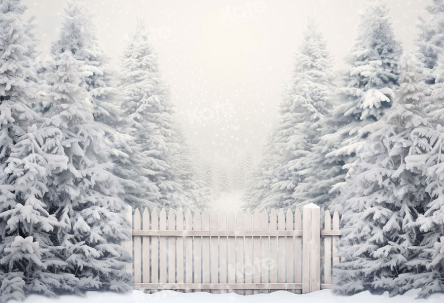 Winter Wonderland Snowy Pine Backdrop