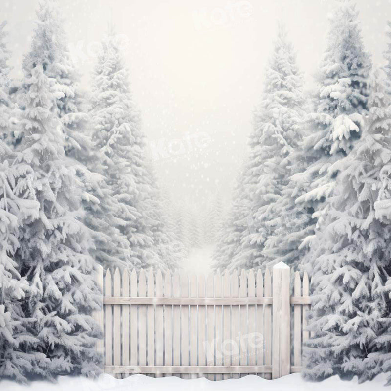 Winter Wonderland Snowy Pine Backdrop